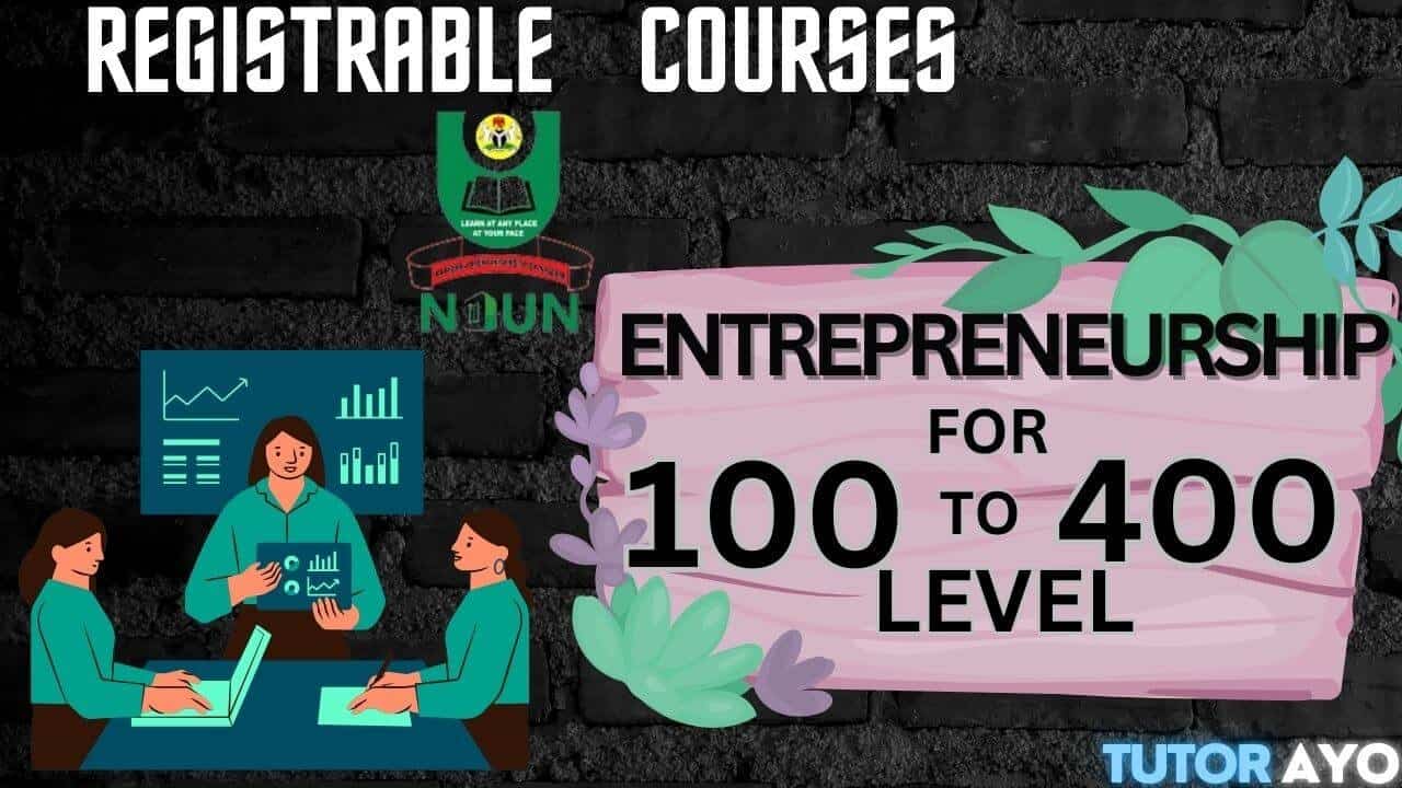 Registrable courses and fee guide for Entrepreneurship 100 - 400 level ...